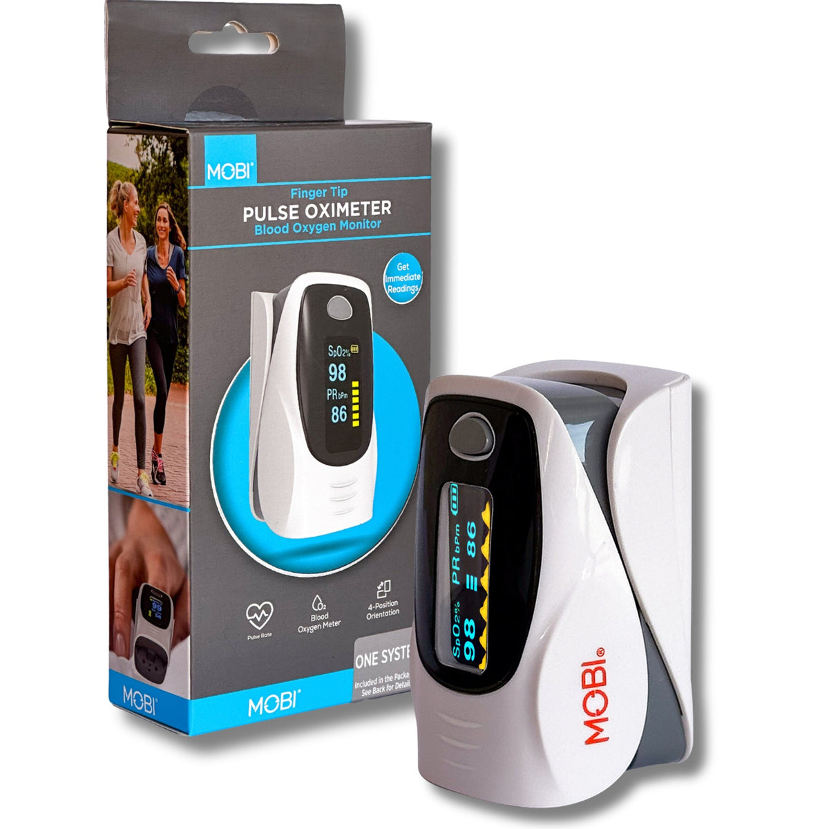 Mobi Smart Finger Tip Pulse Oximeter Blood Oxygen Monitor