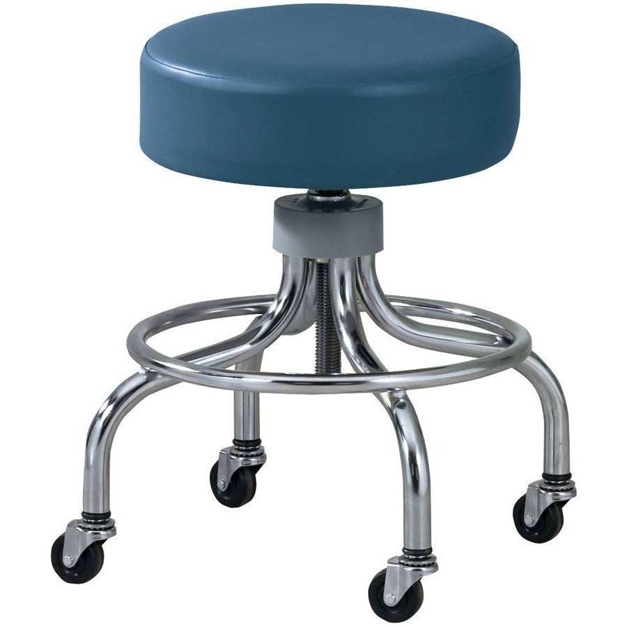 Clinton Chrome Base Stool with Round Foot Ring and Ball Bearing Caster ...