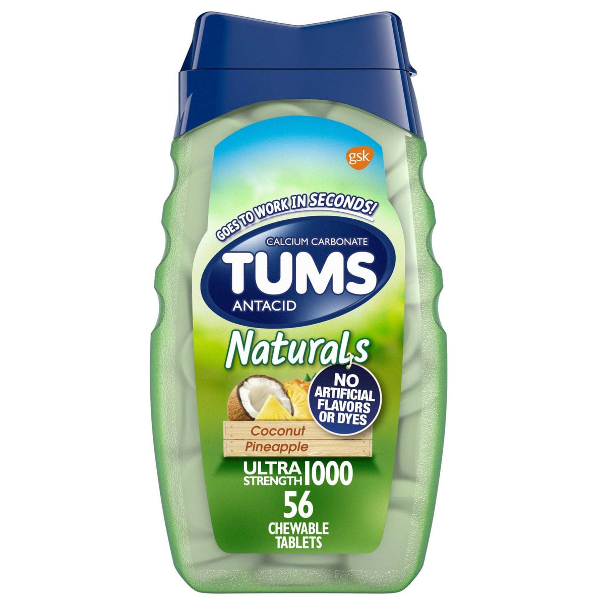 Tums Naturals Ultra Strength Antacid Chewable Tablets - 56 Ct