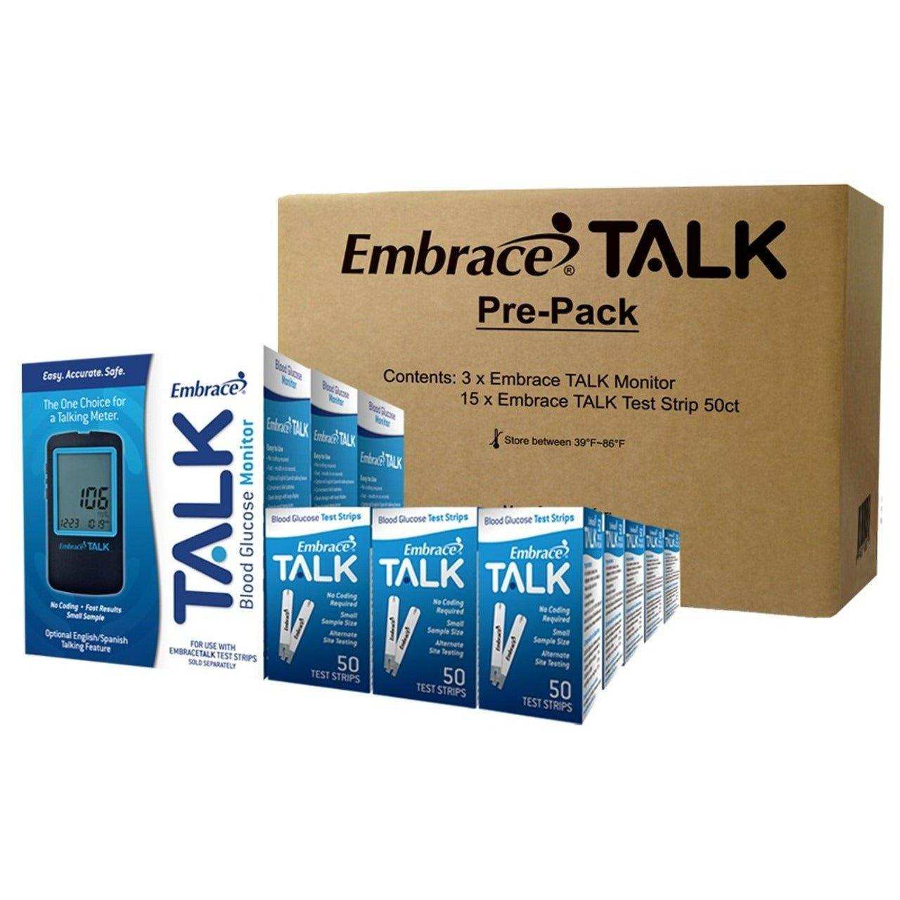 Embrace TALK Blood GlucoseMeter Kit - 3 Monitors 15Bxs Test Strip X50 ...