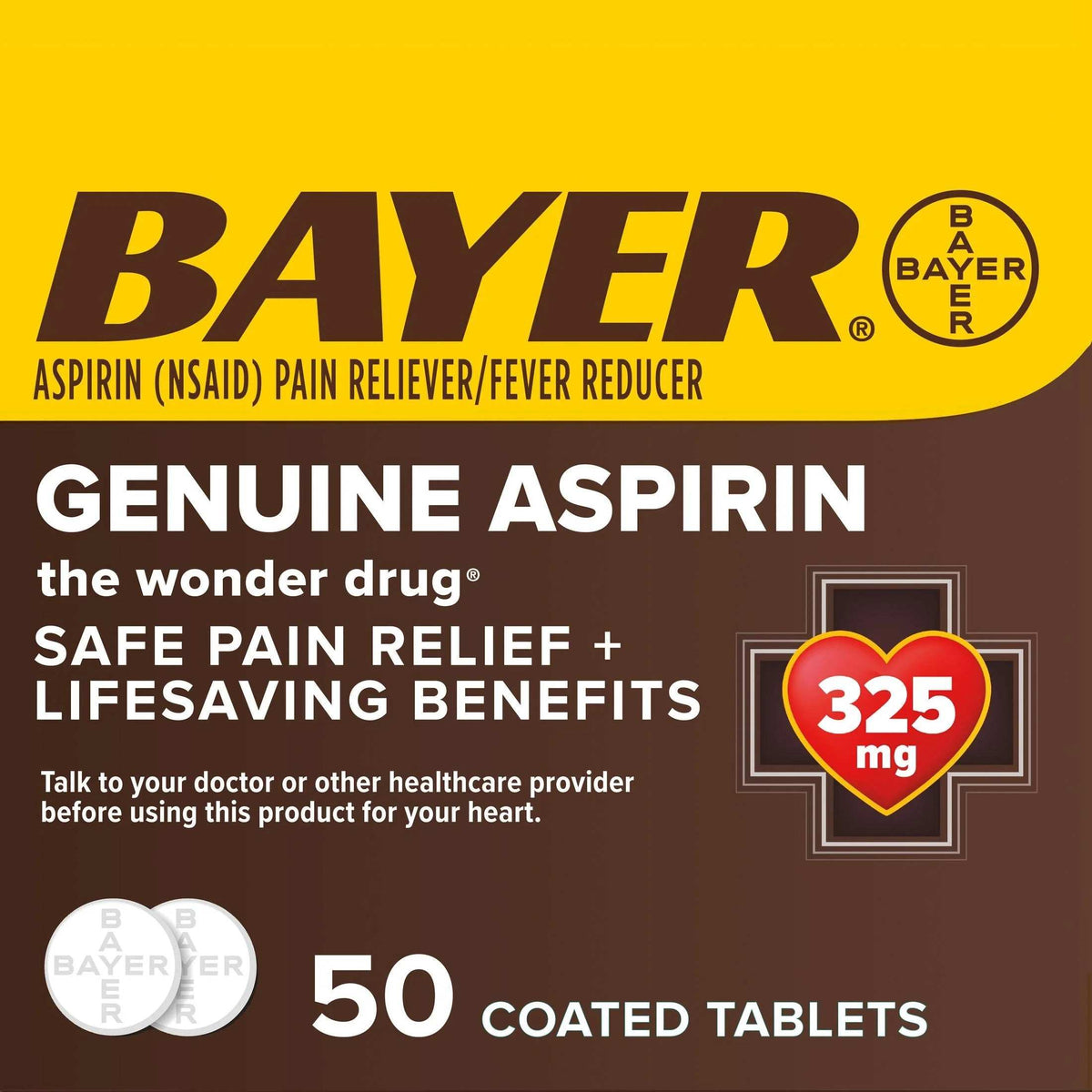 Bayer Genuine Aspirin Multi-Symptom Pain Reliever Tablets - 50 Ct
