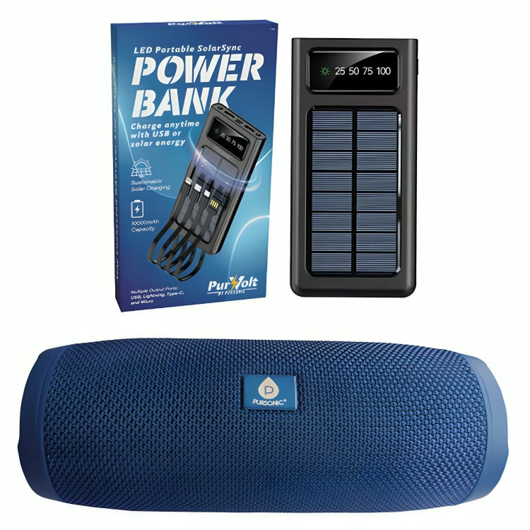Pursonic Adventure Travel Bundle: Wireless Speaker and Solarsync Power