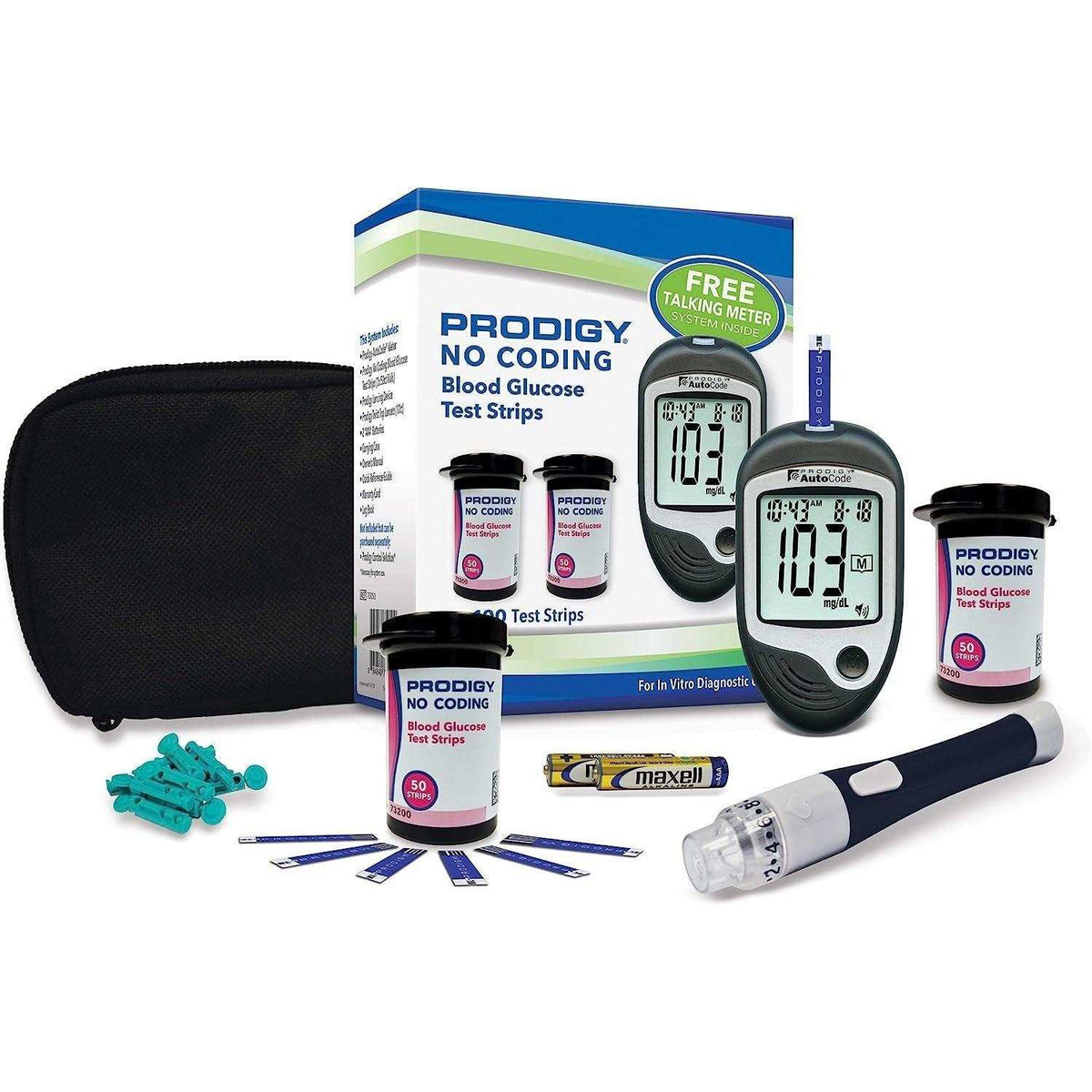 Prodigy Glucose Monitor Full Kit