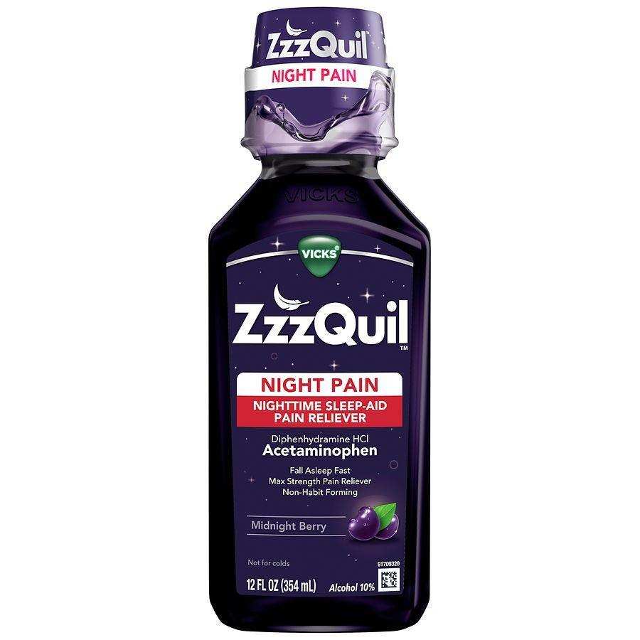 Vicks Nighttime Pain Relief Sleep Aid Liquid Midnight Berry - 12 Oz